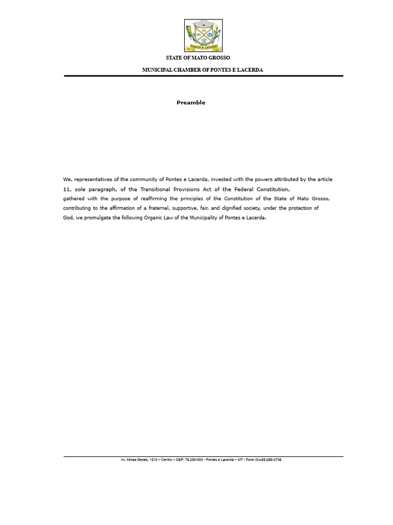 Organic Law of Pontes e Lacerda | PDF | Supermajority | Mayor