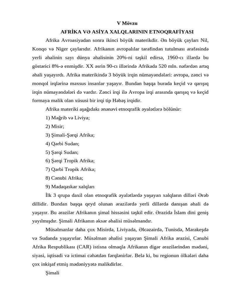 Etnoqrafiya-Asiya Afrika Xalqları | PDF