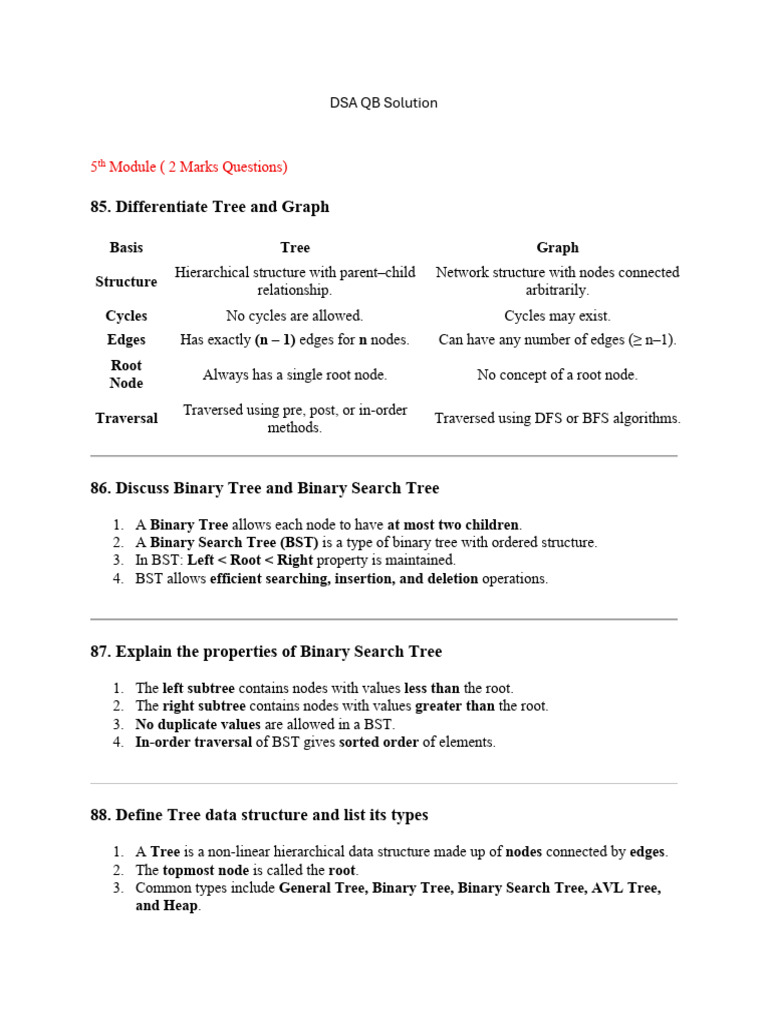 DSA 5th Module Solution | PDF | Algorithms And Data Structures | Computer Programming