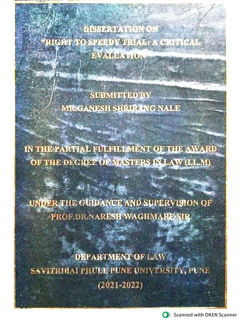 Work Right to Speedy Trial: A Critical Evaluation Author and ...