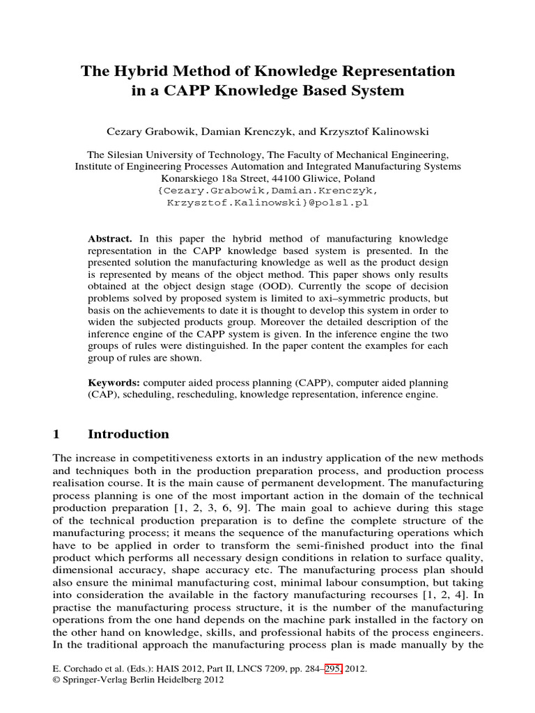Hybrid Knowledge Representation in CAPP | PDF | Machining | Drilling