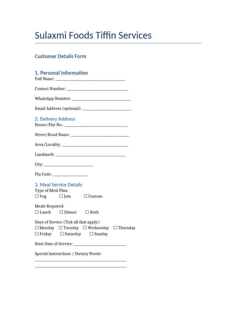 Sulaxmi Foods Application Form | PDF