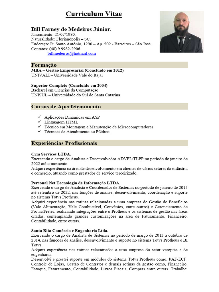 Curriculum Vitae | PDF | Gestão de recursos humanos | Informática