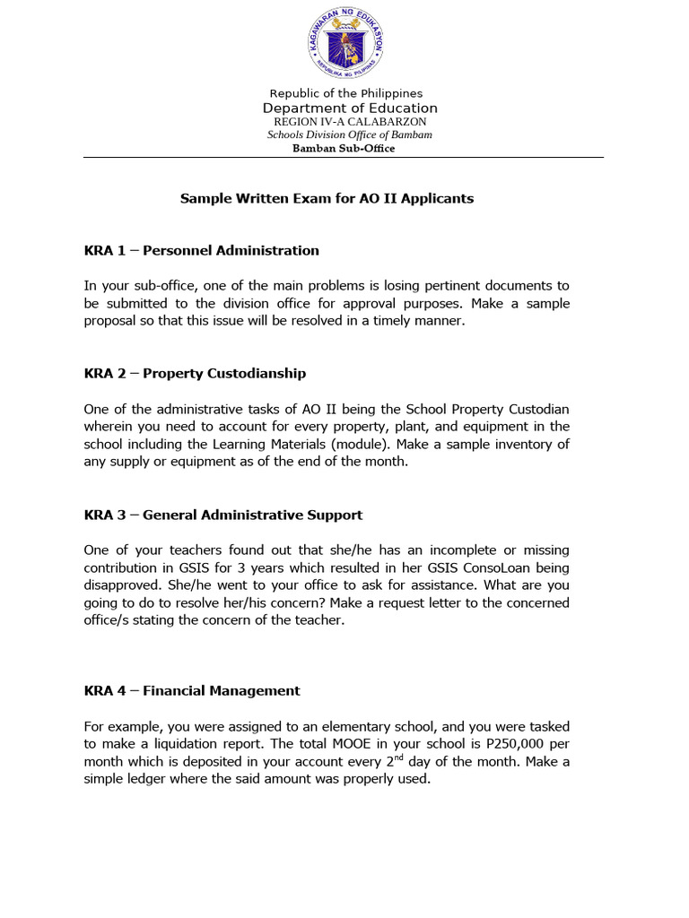 Sample Written Exam | PDF
