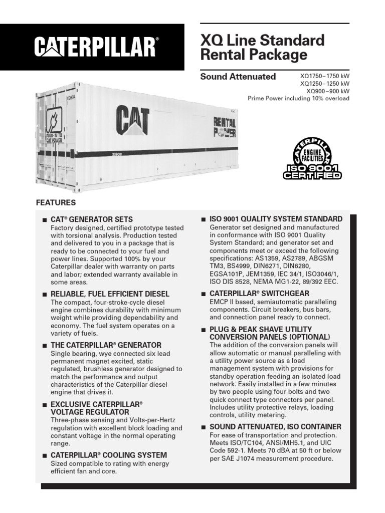 Caterpillar XQ Series Generator Specs | PDF | Switch | Transformer