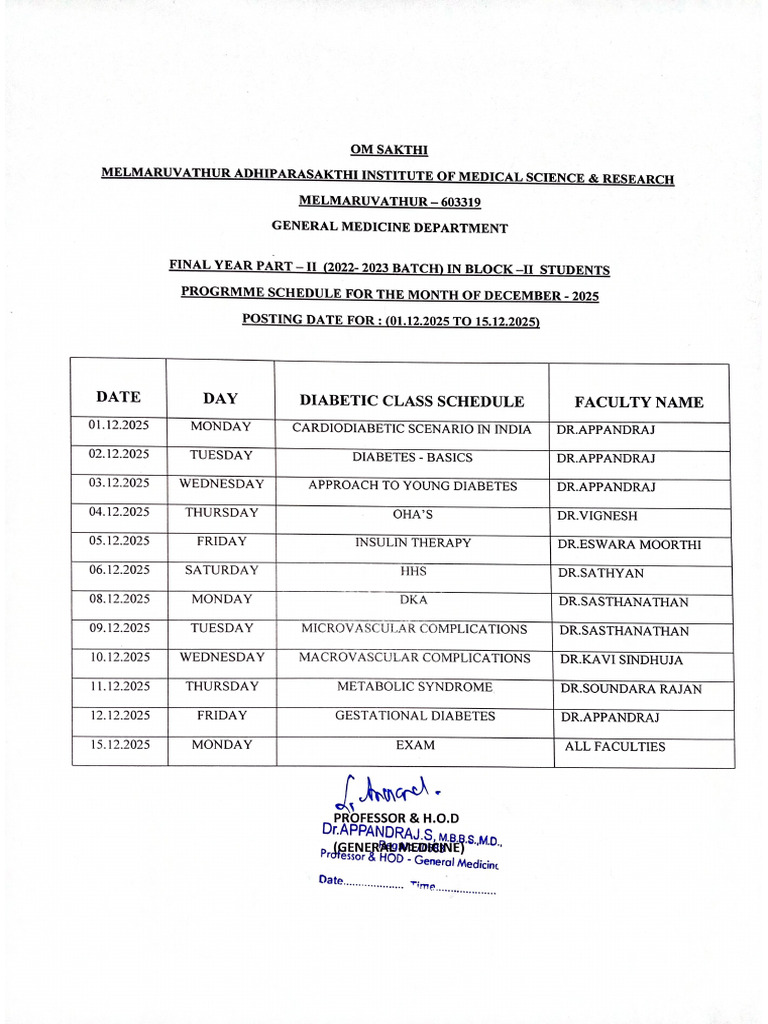 FINALyear Mbbs Theory & Clinical Schedule 2022 BATCH | PDF