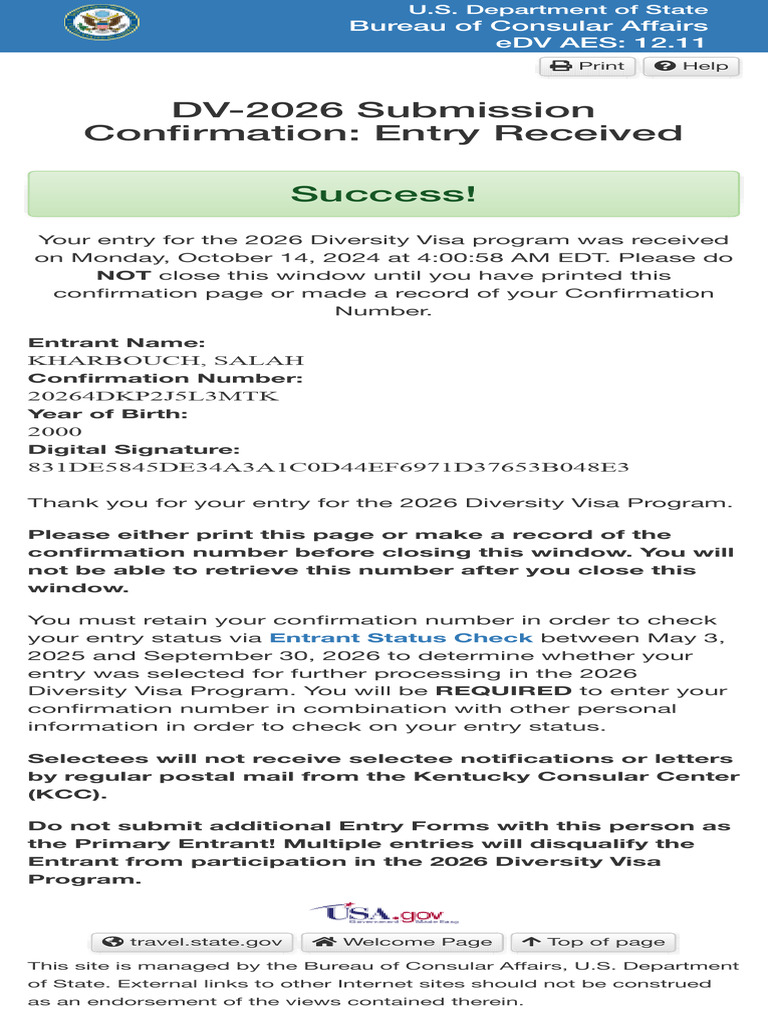 Electronic Diversity Visa Program | PDF