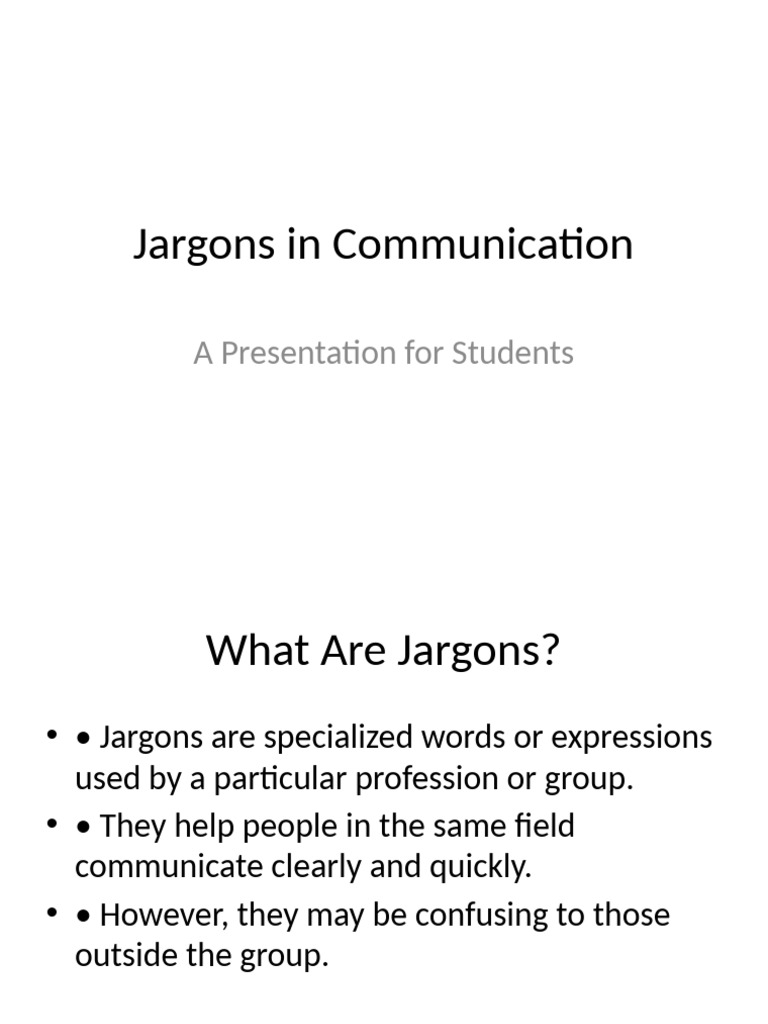 Understanding Jargons in Communication | PDF