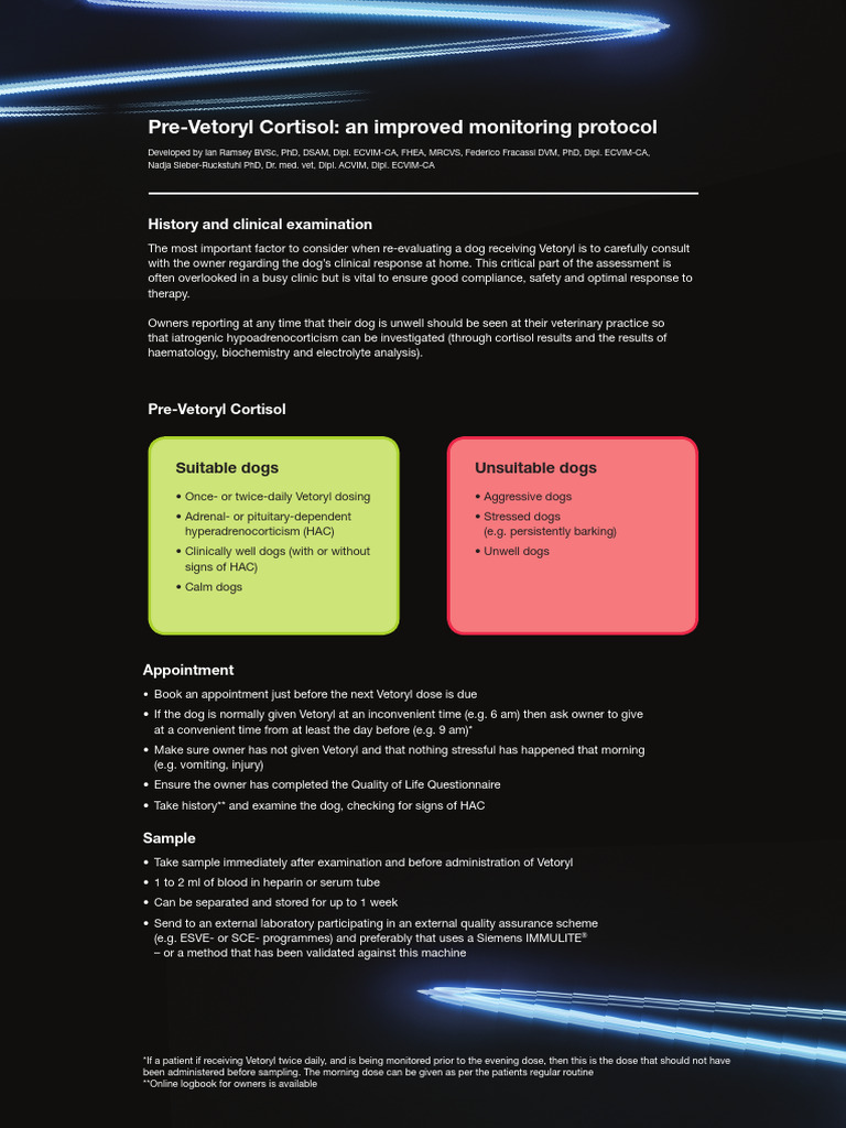 Vetoryl Monitoring Protocol | PDF | Dose (Biochemistry) | Chemistry