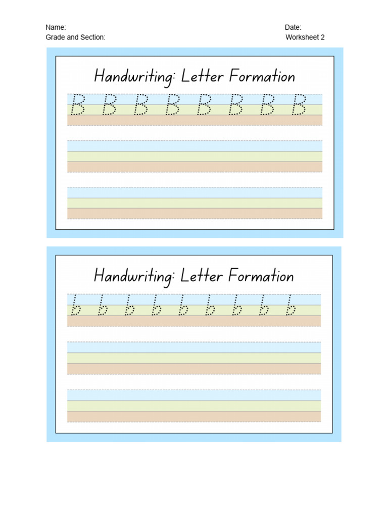 Letter B Handwriting Exercise | PDF