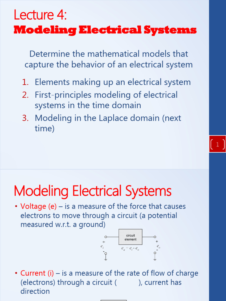 Lecture 3 Electrical systems | PDF | Inductance | Inductor