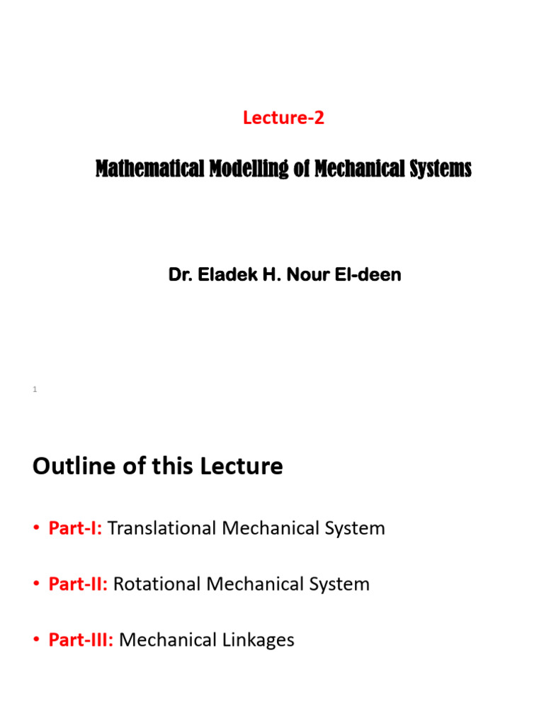 Mechanical Systems Modelling Overview | PDF | Partial Differential ...
