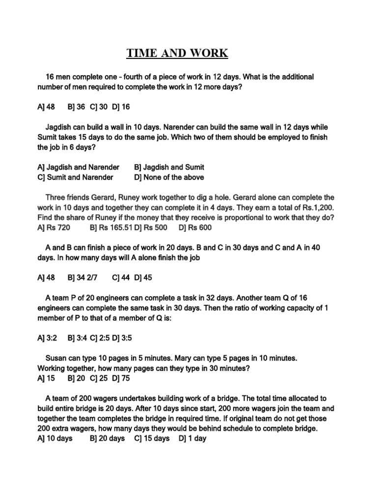 TIME AND WORK PRACTICE QUESTIONS DATE - 31-08-24 | PDF | Chess Theory ...