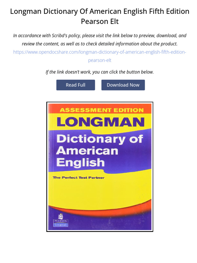 Longman Dictionary of American English Fifth Edition Pearson Elt | PDF ...