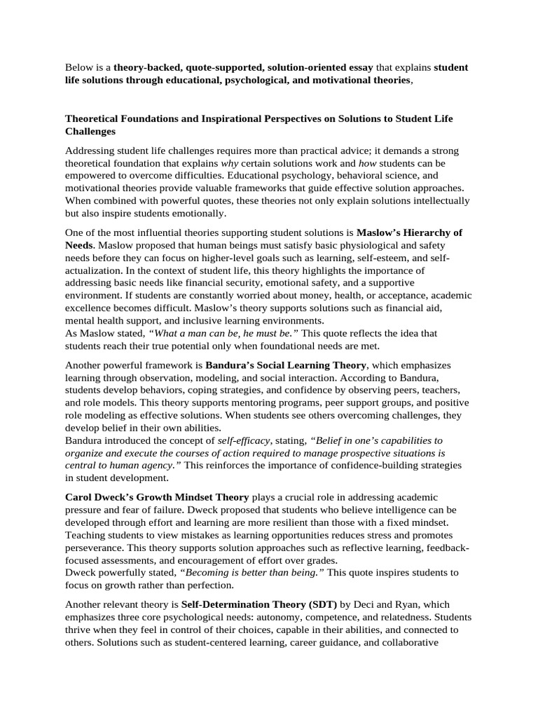 quotes student life solutions | PDF | Motivation | Motivational