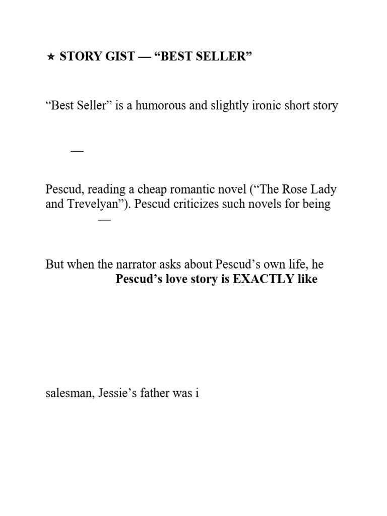 Story Gist | PDF | Novels