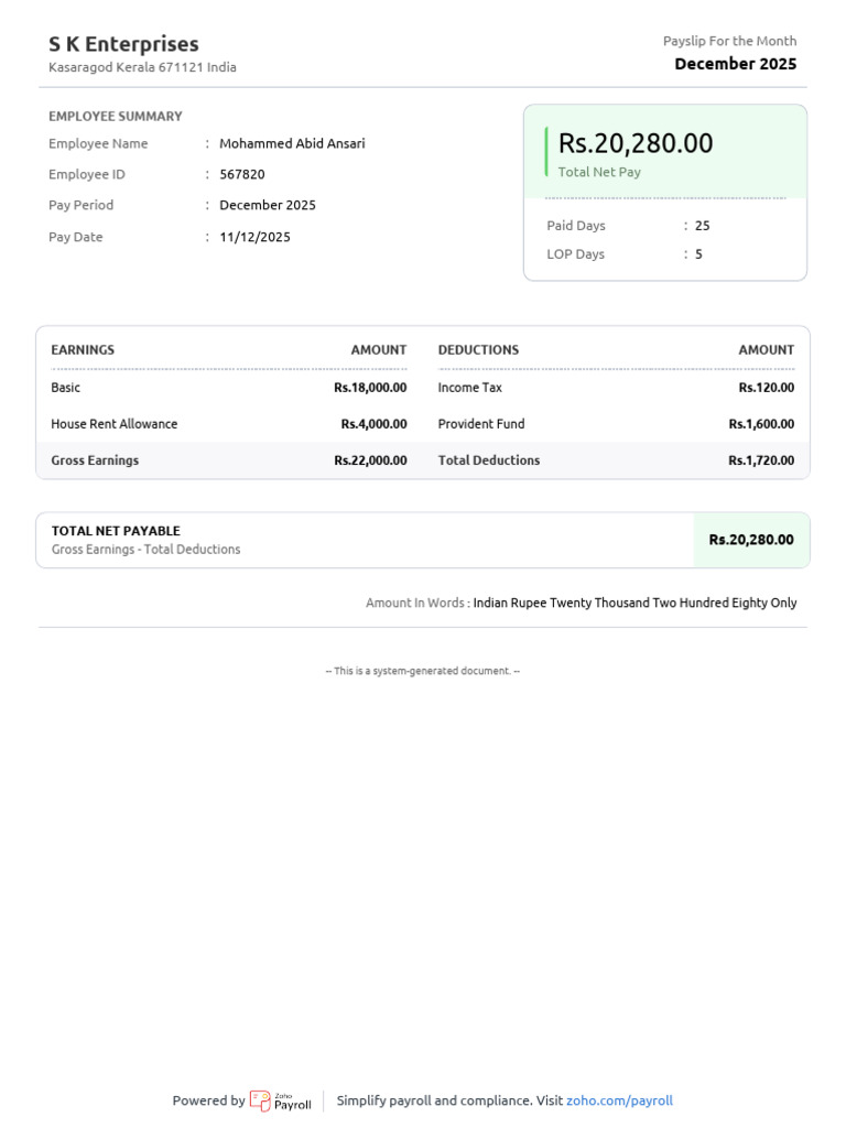 Payslip 567820 Dec 2025 6219235319405954070 1765982720164 | PDF