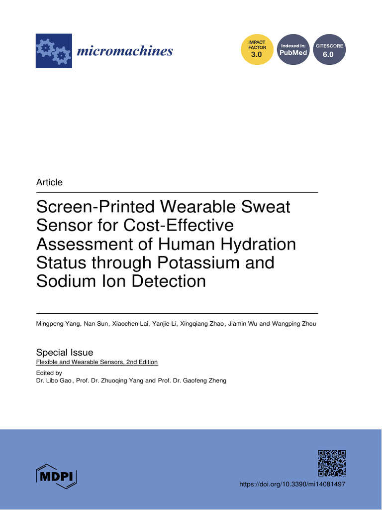 Screen-Printed Wearable Sweat Sensor | PDF | Dehydration | Electrochemistry