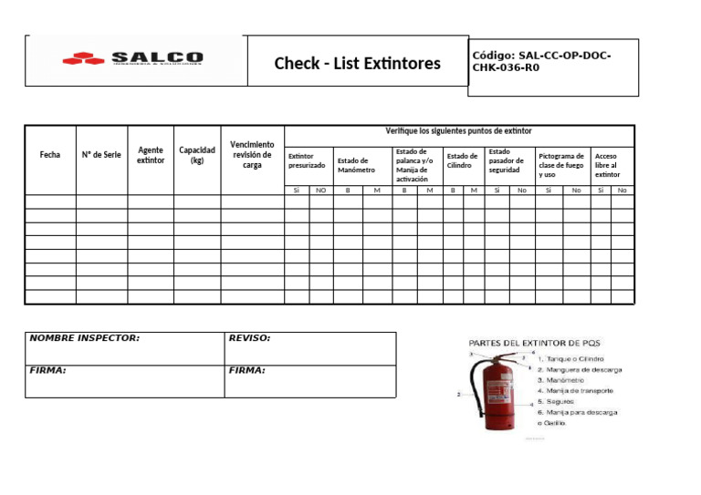 Heck List de Control de Extintores | PDF