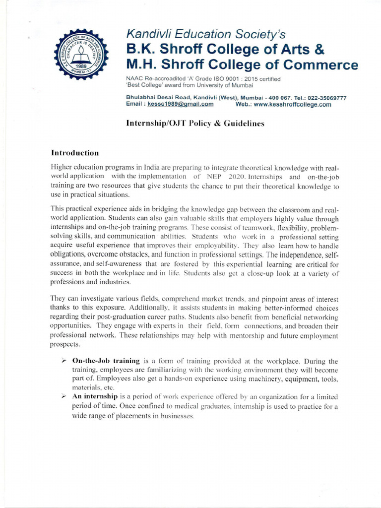 Updated OJT Policy 8.12.2025 With Report Format | PDF | Behavior ...