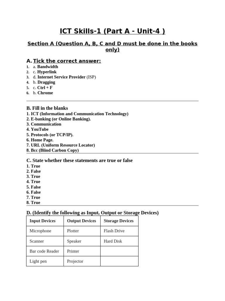 ICT Skills Assessment: Questions & Answers | PDF | Port (Computer ...