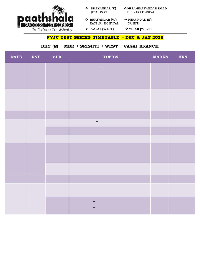 Fyjc Test Series Dec & Jan 2026-1 | PDF