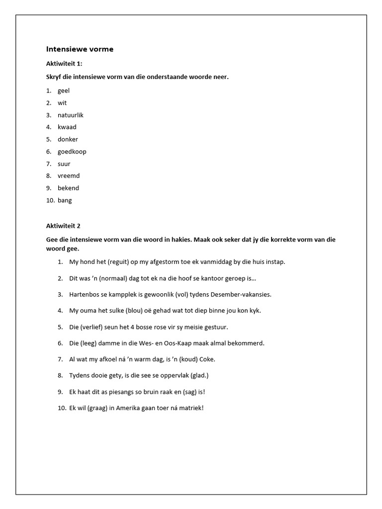 Intensiewe Vorme Oefening | PDF