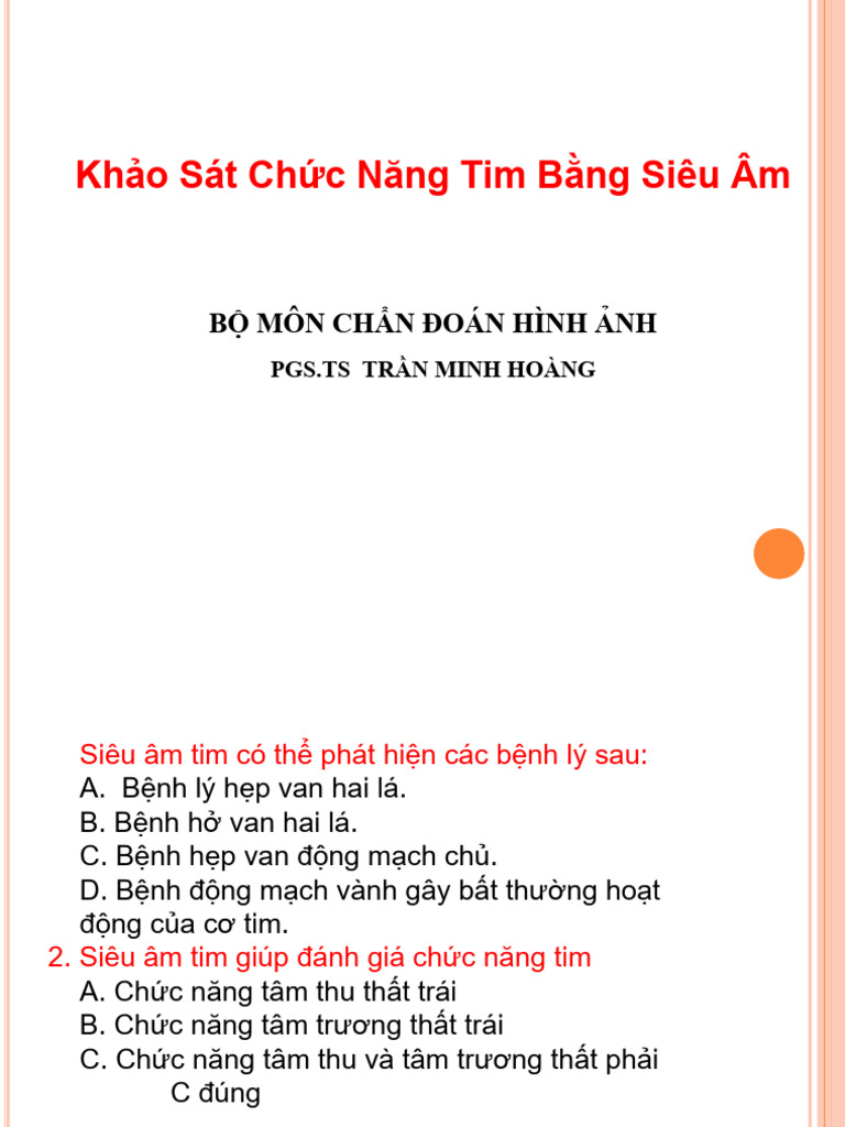 Khảo Sát Chức Năng Tim Bằng Siêu Âm (1) | PDF