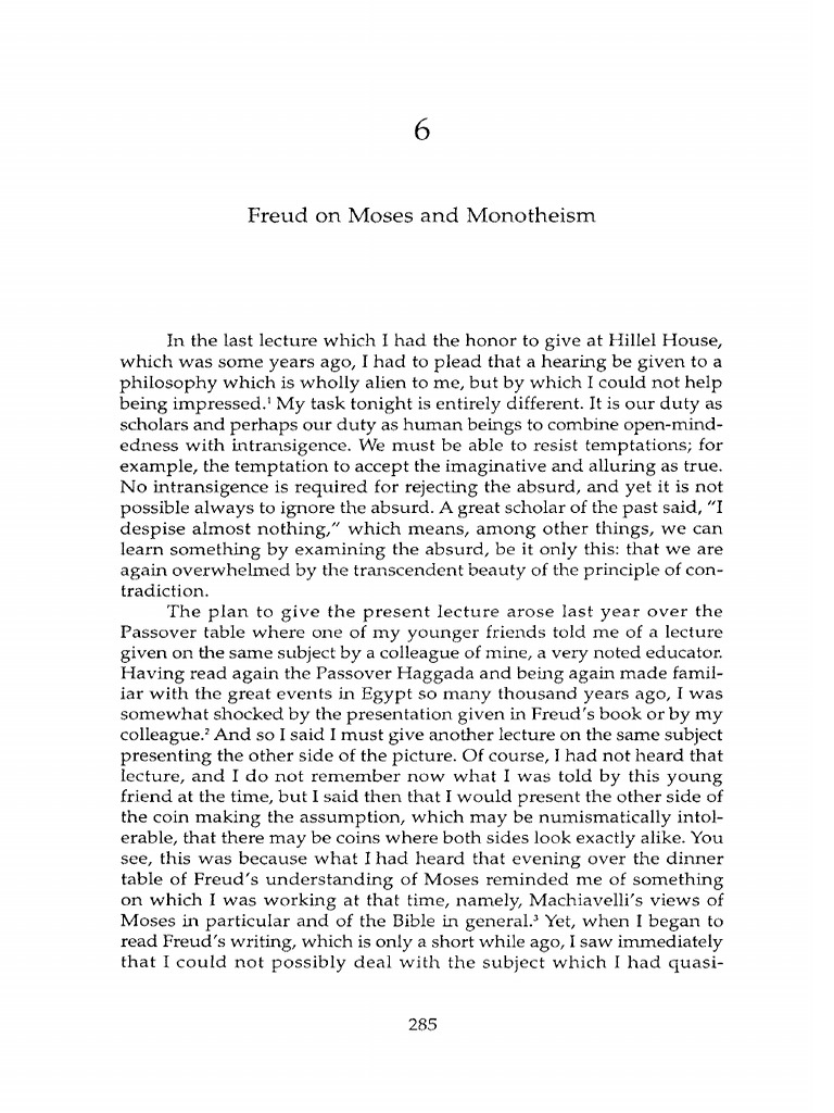 Leo Strauss = ''Freud on Moses & Monotheism'' [1958] (1) | PDF | Moses ...