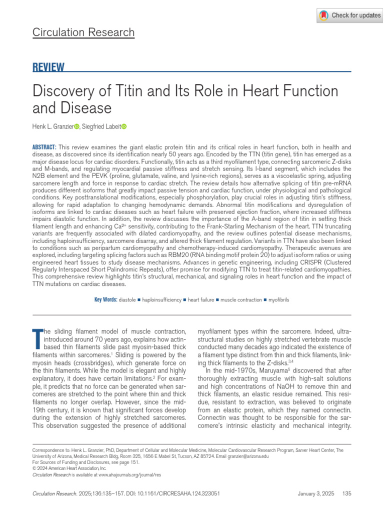 Titin's Role in Heart Function and Disease | PDF | Cardiac Muscle | Heart