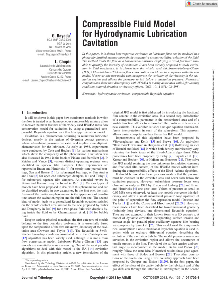 Bayada_2013_Compressible Fluid Model_for Hydraudynamic Lubrication ...