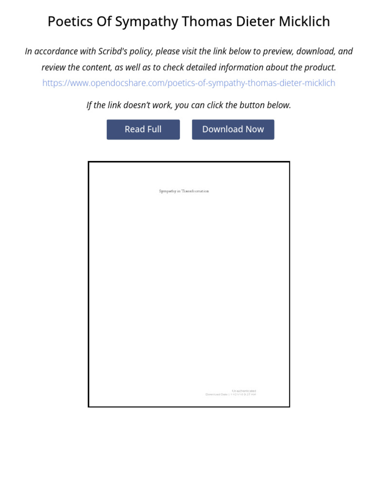 Poetics of Sympathy Thomas Dieter Micklich | PDF