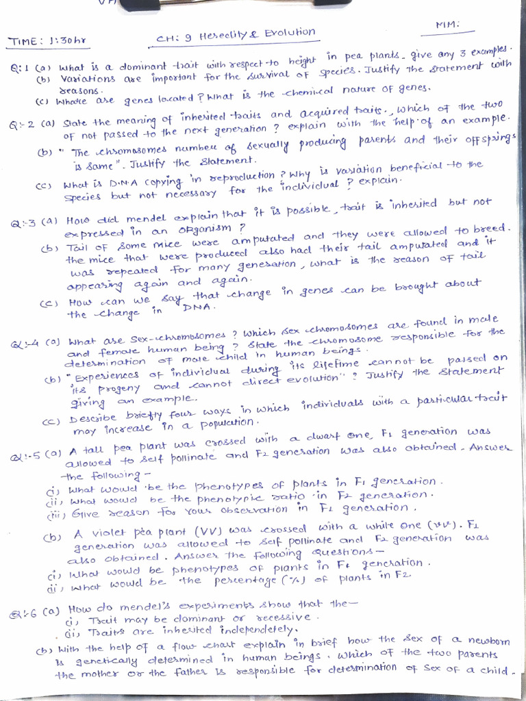 Heredity -Test | PDF | Life Sciences | Genetics