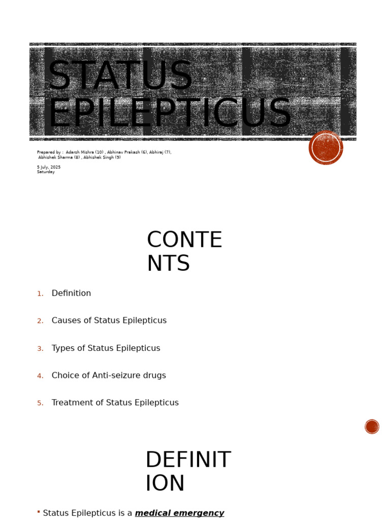 Status Epilepticus | PDF | Clinical Medicine | Human Diseases And Disorders