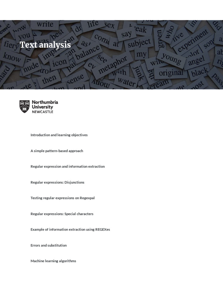 Week 7 Text analysis(1) | PDF | Regular Expression | Parsing