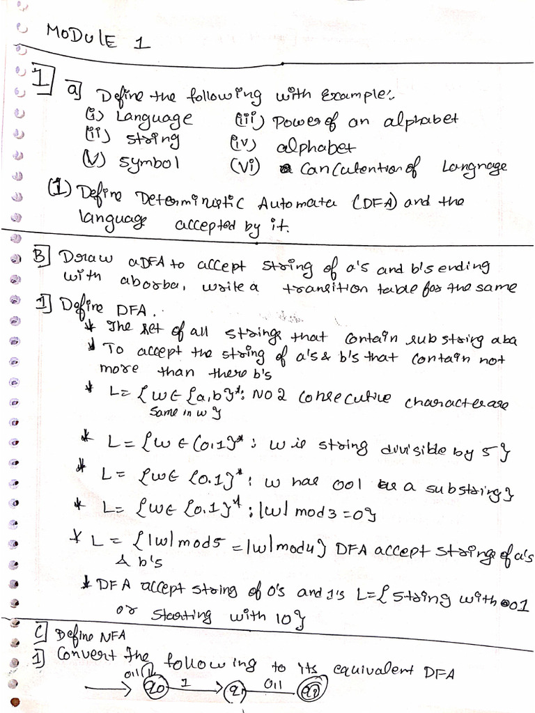 Toc Module 1 Important Questions Fixed | PDF