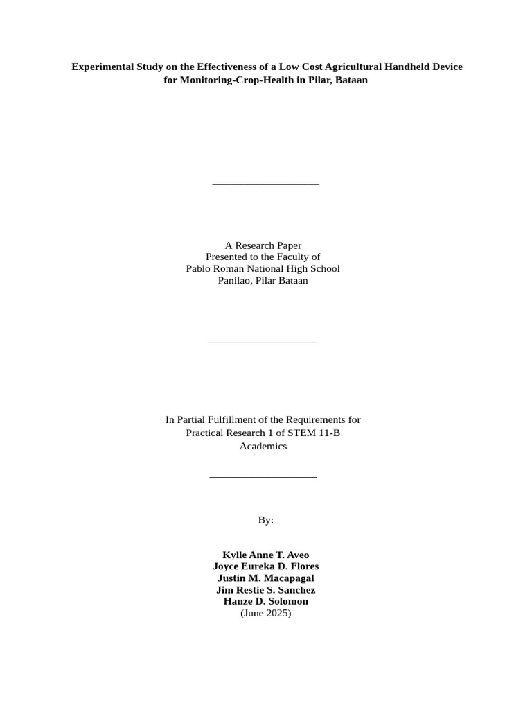 An Experimental Study on the Effectiveness of a Low Cost Agricultural ...