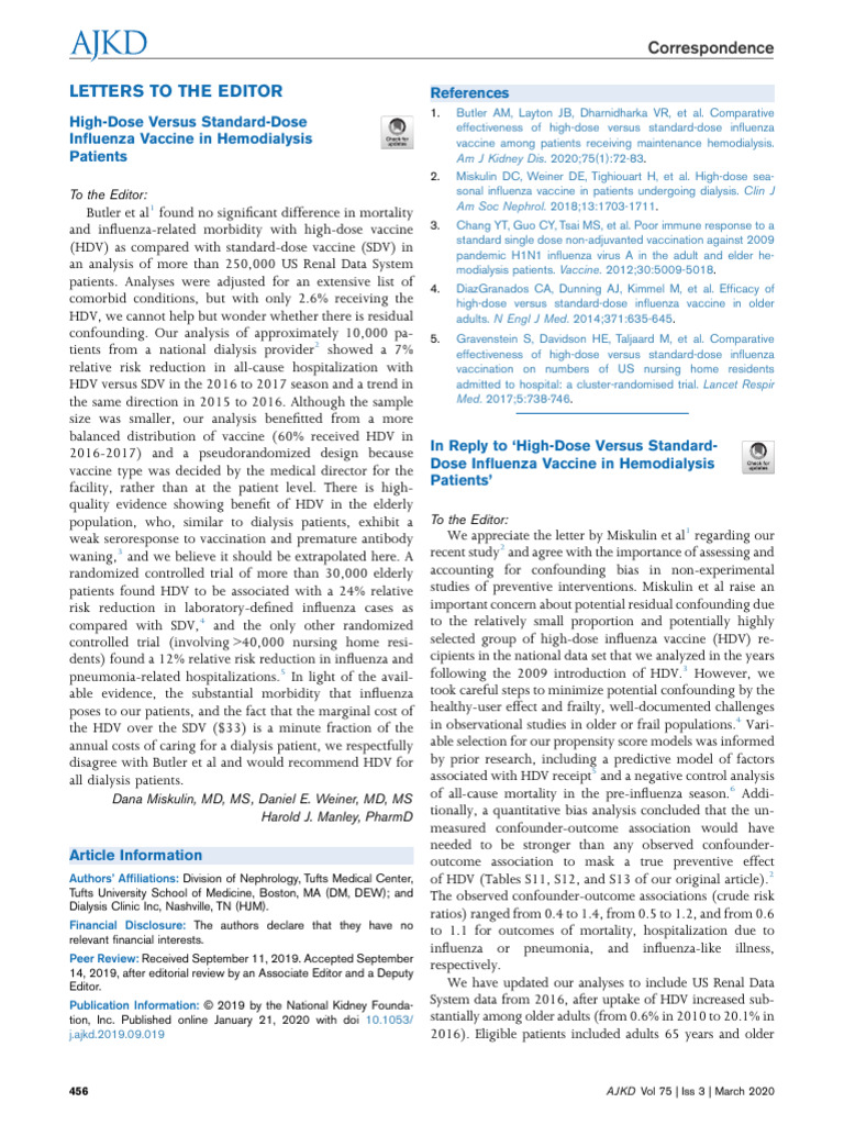 High Dose Versus Standard Dose Influenza Vaccine I | PDF | Influenza ...