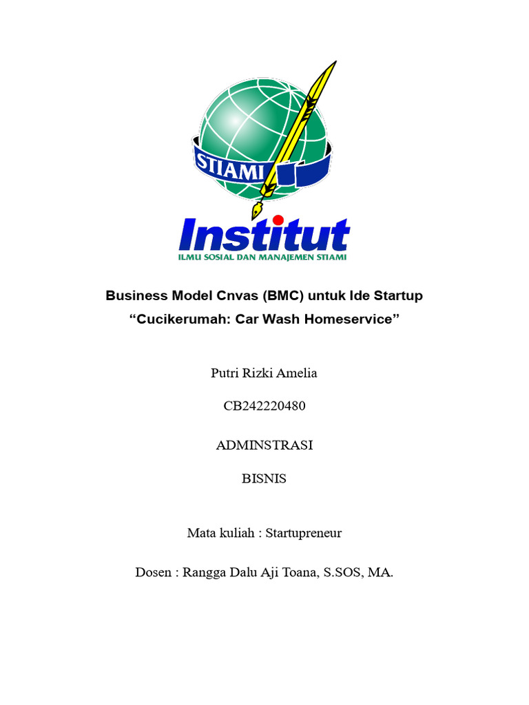 Tugas2 Business Model Canvas - Putri Rizki Amelia - cb242220480 | PDF