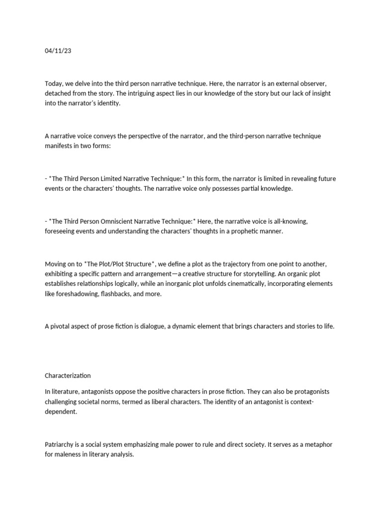Lit 101 Note | PDF | Narrative | Narration