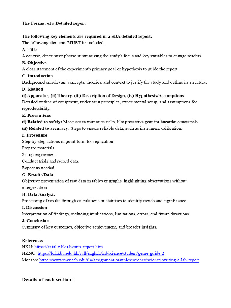 Format of a detailed report | PDF | Experiment | Hypothesis