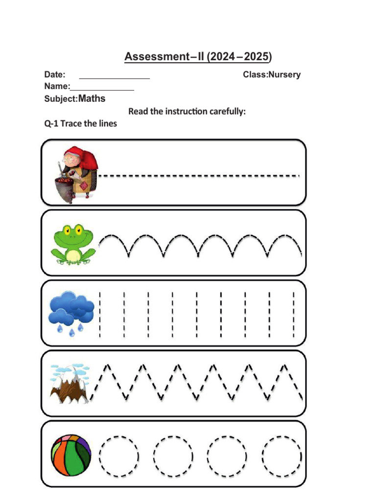 Nursery Maths Assessment 2024 | PDF