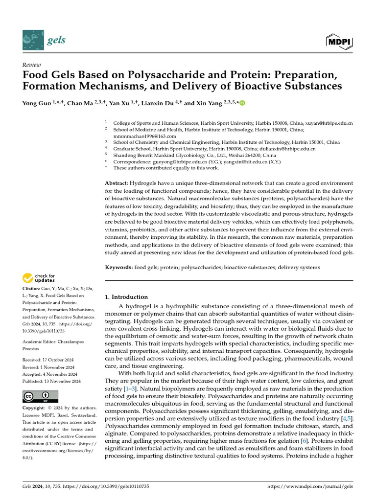 Food Gels: Polysaccharides & Proteins | PDF | Gel | Cross Link