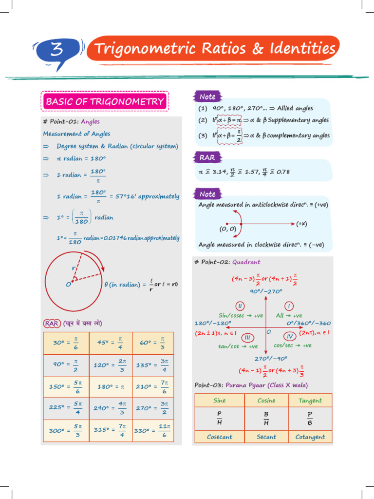 Trigonometric Ratio and Identities | PDF | Trigonometric Functions ...