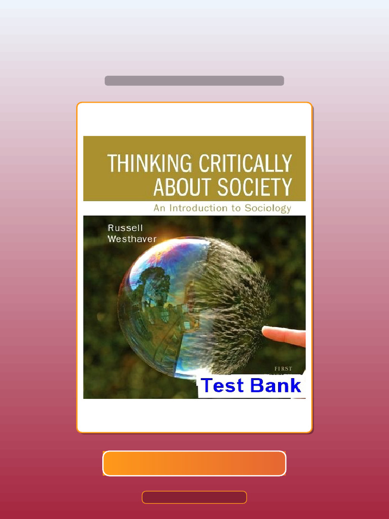 Thinking Critically About Society an Introduction to Sociology 1st ...