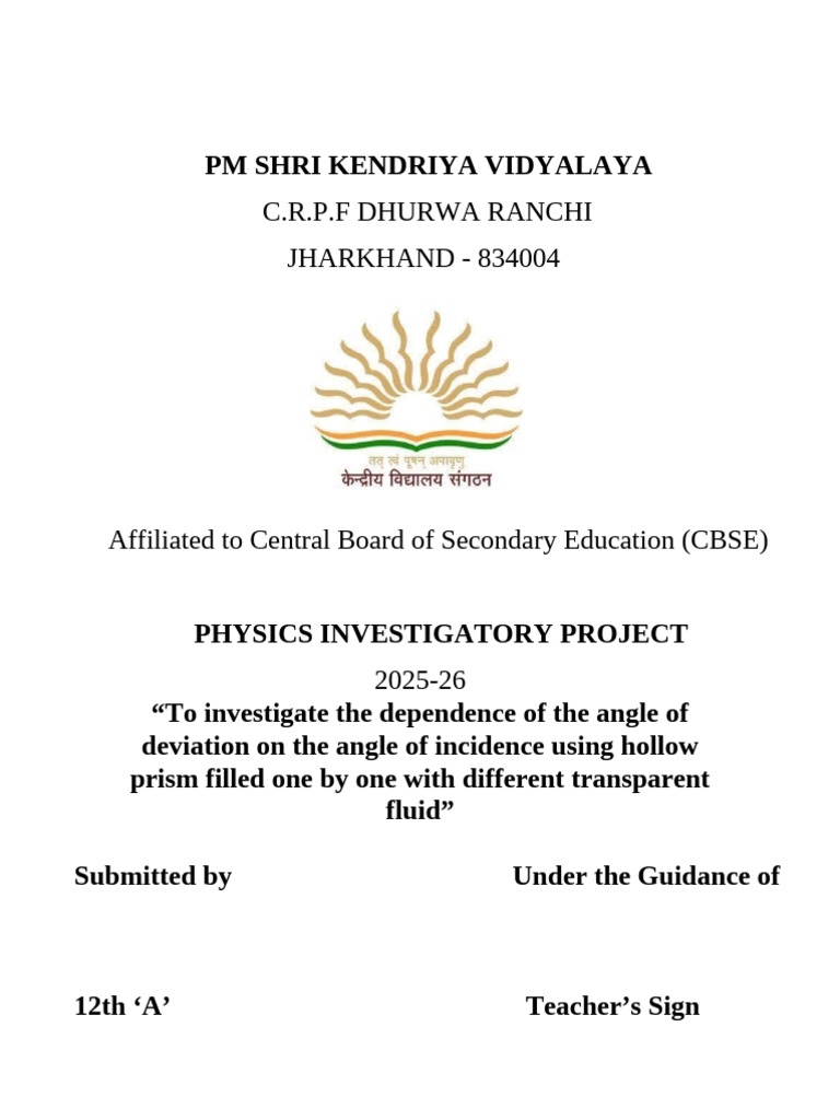 Angle of Deviation in Prisms Study | PDF | Refraction | Refractive Index