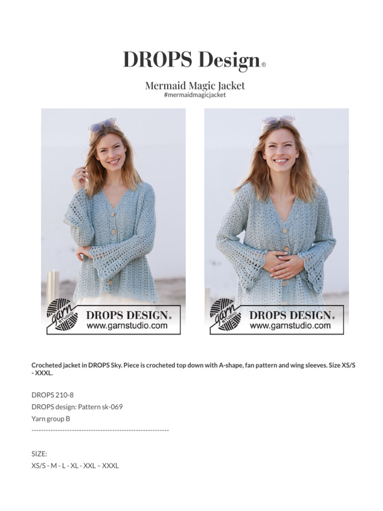 Mermaid Magic Jacket : DROPS 210-8 - Free Crochet Patterns by DROPS ...