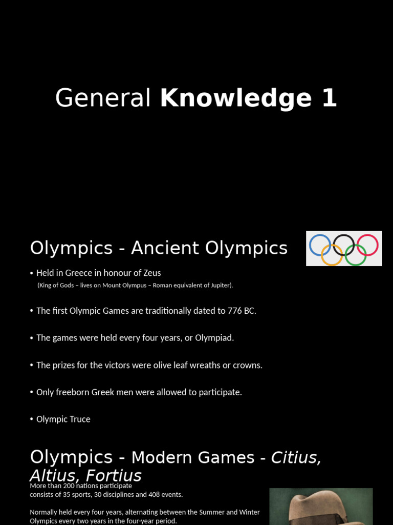 General Knowledge | PDF | Olympic Games | Multi Sport Events