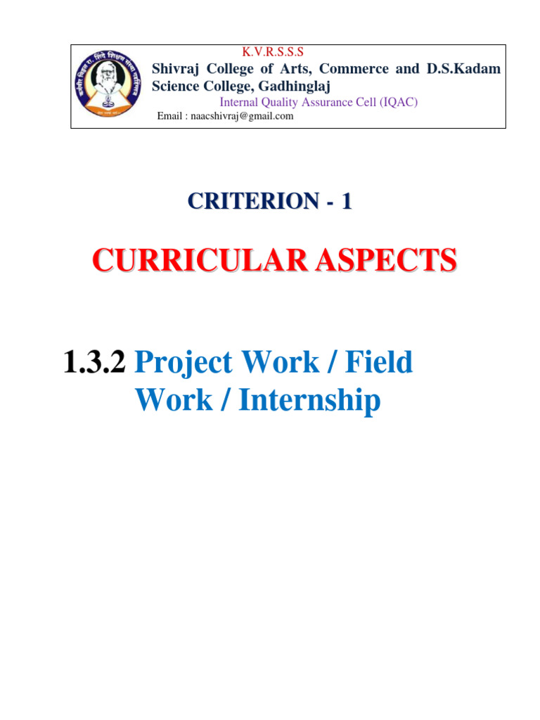 1.3.2 Criterion I Syallbus Copies Mentioned Project Work and Filed Work ...