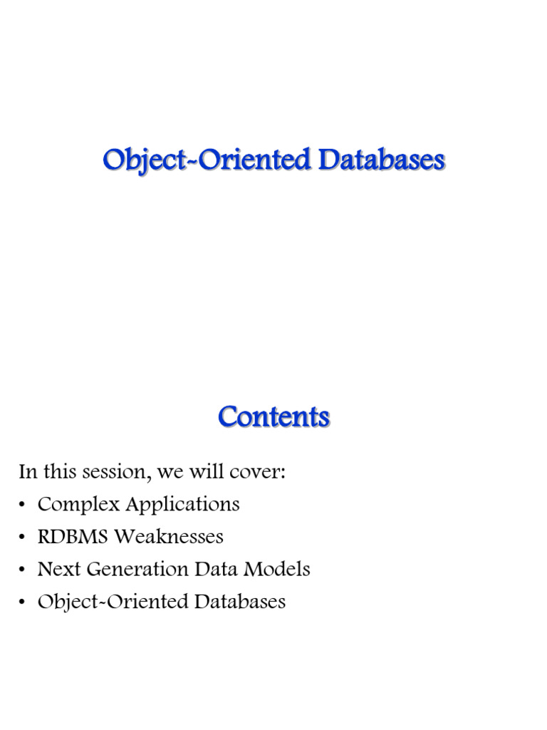 12 Object Oreinted Databases | PDF | Databases | Relational Database